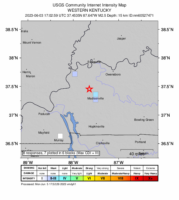 DYFI Intensity Map