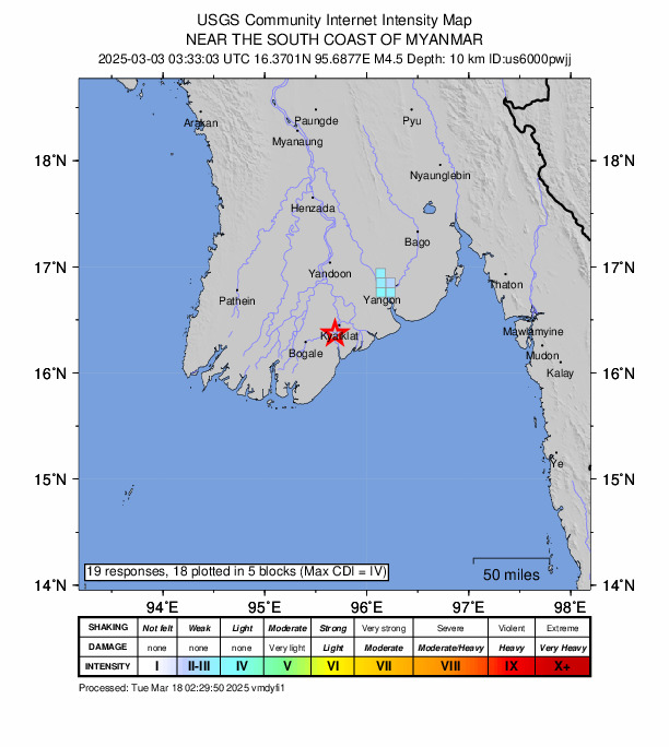DYFI Intensity Map