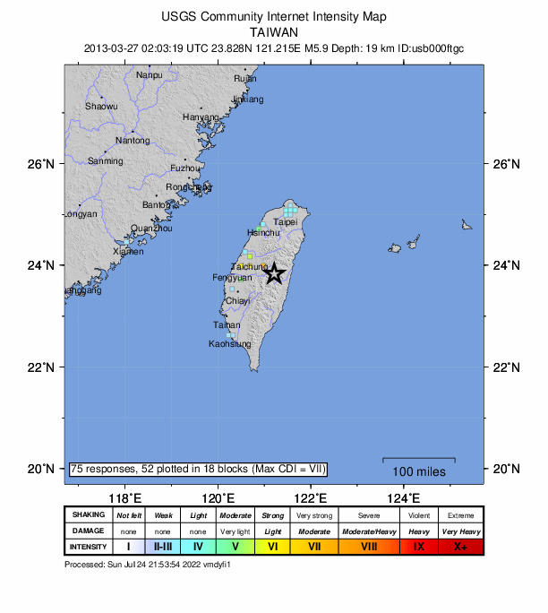 DYFI Intensity Map