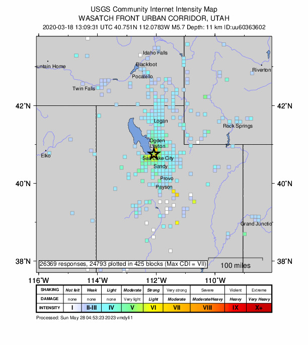 DYFI Intensity Map
