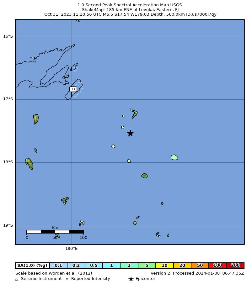 PSA1P0 Map Map of SA(1.0).
