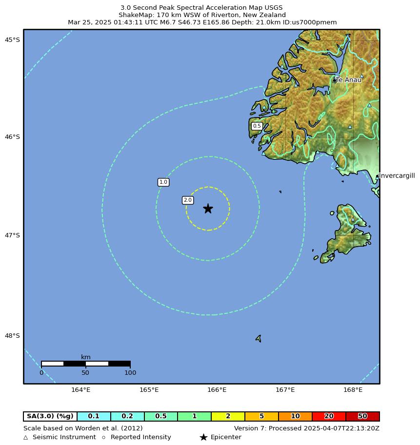 Intensity Contours Contours of macroseismic intensity.